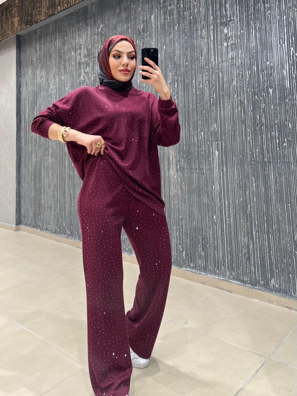 Taş işlemeli oysh takım bordo UMS50313 Modelleri En Uygun Fiyatlarla